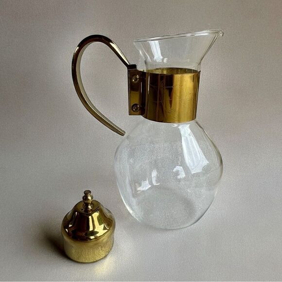 Vintage | Dining | Princess House Heritage Glass Carafe Brassaccents ...